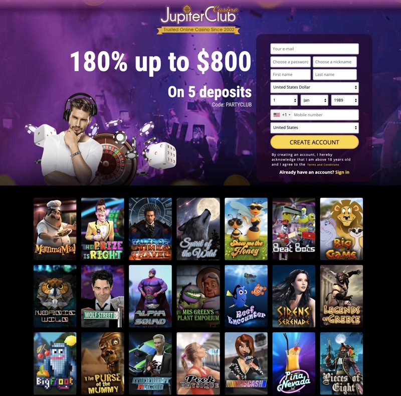 Jupiter Club Casino 2022 | Review | No Deposit Bonus Codes